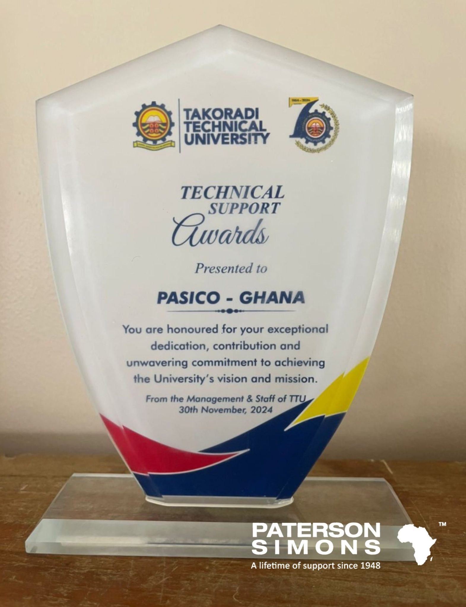 PASICO GHANA HONOURED AT TAKORADI TECHNICAL UNIVERSITY’S 70TH ...